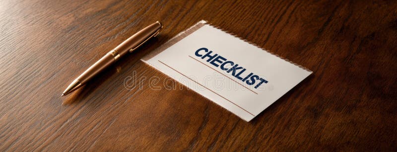 Blank Checklist Rests on a Wooden Table Surrounded by Decorative Wooden ...