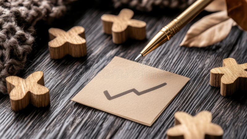 Blank Checklist Rests on a Wooden Table Surrounded by Decorative Wooden ...