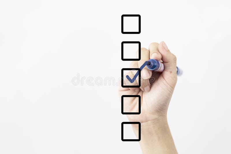 Blank Checklist on Whiteboard with Businessman Hand Drawing a Blue ... Blank Checklist on Whiteboard with Businessman Hand Drawing a Blue ...