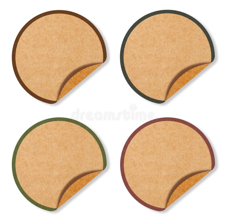 Blank Circle Labels from Brown Recycle Paper Stock Illustration ...