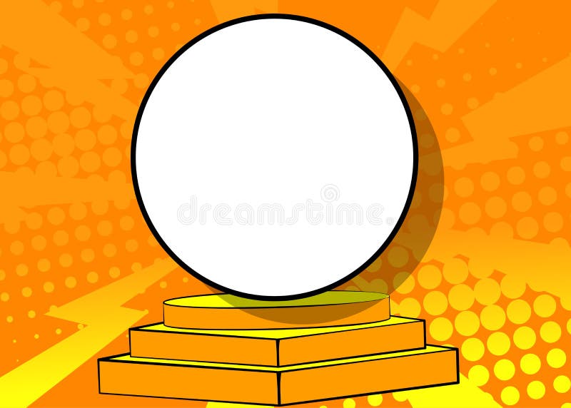 Blank Circle Shape on Blue Cartoon Vector Comic Book Background. Stock ...