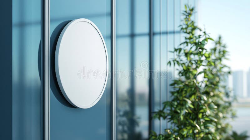 Blank Circular Sign on Modern Office Building Stock Illustration ...
