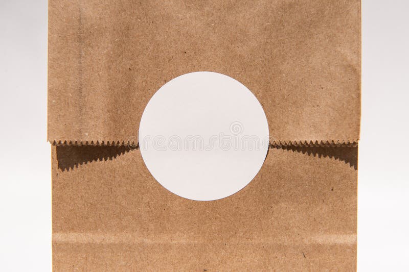 Blank Circular Sticker on Brown Paper Bag for Custom Design Stock Photo ...