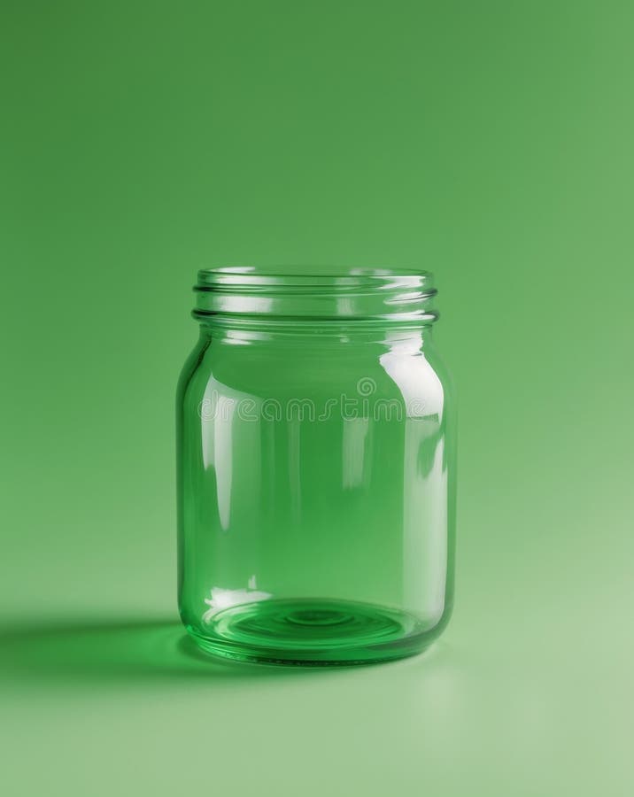 Blank Clear Green Jar Mockup on Green Background Stock Illustration ...