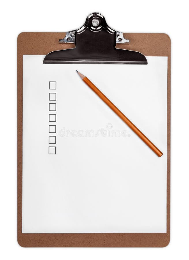 Blank Clipboard with Check Boxes and Pencil Stock Photo - Image of ...