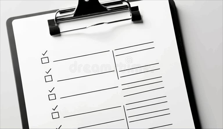 A Blank Clipboard with a Checklist and Empty Lines for Notes. the ...