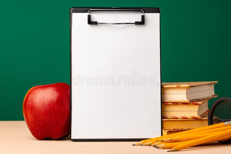 Blank Clipboard with Copy Space and School Supplies Stock Image - Image ...