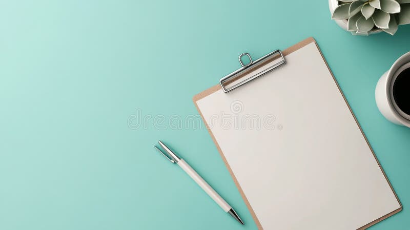 Blank Clipboard and Pen on Blue Background, Ready for Notes and ...