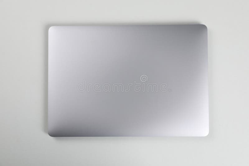 Blank Close Laptop on White Table, Top View Stock Image - Image of ...