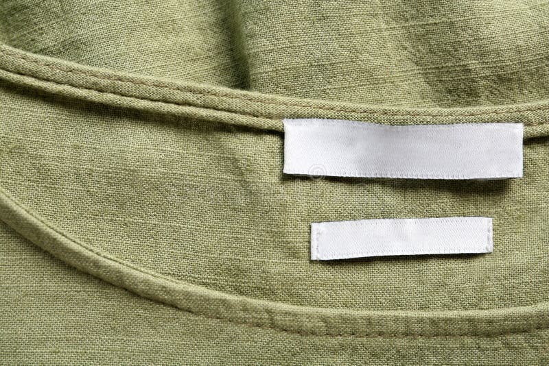 Blank Clothing Label on Green Apparel, Top View. Space for Text Stock ...