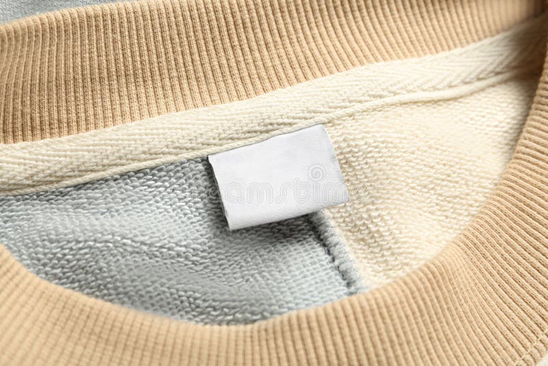 Blank Clothing Label on Stylish Sweater, Closeup Stock Image - Image of ...