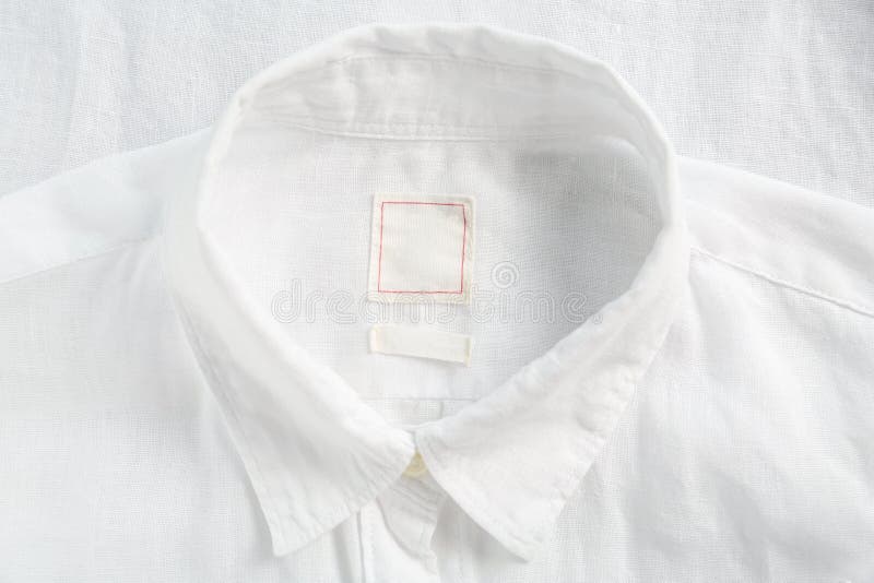 Blank Clothing Labels on White Shirt, Top View Stock Image - Image of ...