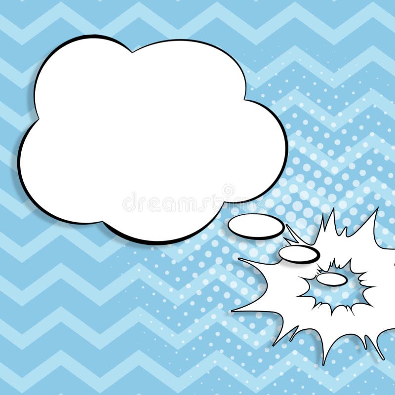 Blank Cloud Thought Bubble and Explosive Frame with Copy Space Colorful ...