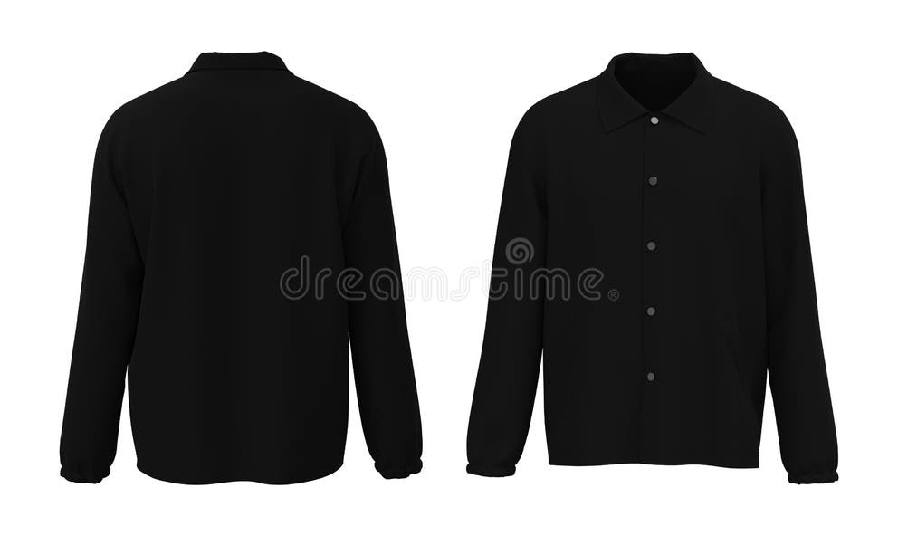 Blank Coach Jacket Mockup in Front and Back Views, Stock Illustration ...