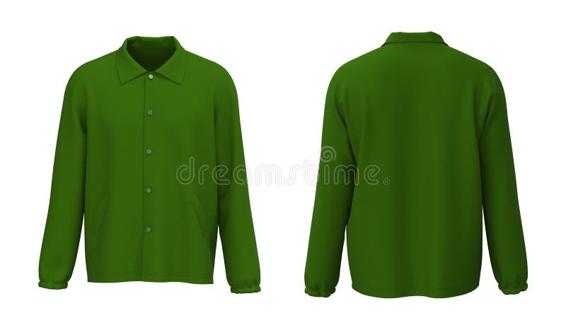 Blank Coach Jacket Mockup in Front and Back Views Stock Illustration ...