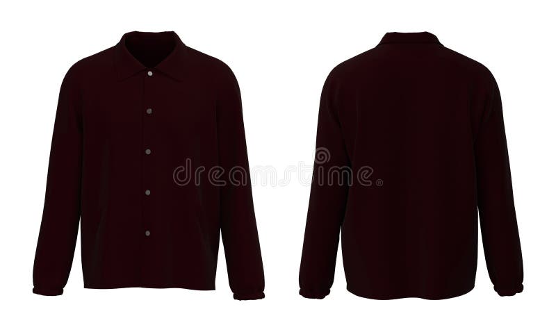 Blank Coach Jacket Mockup in Front and Back Views, 3d Illustration ...