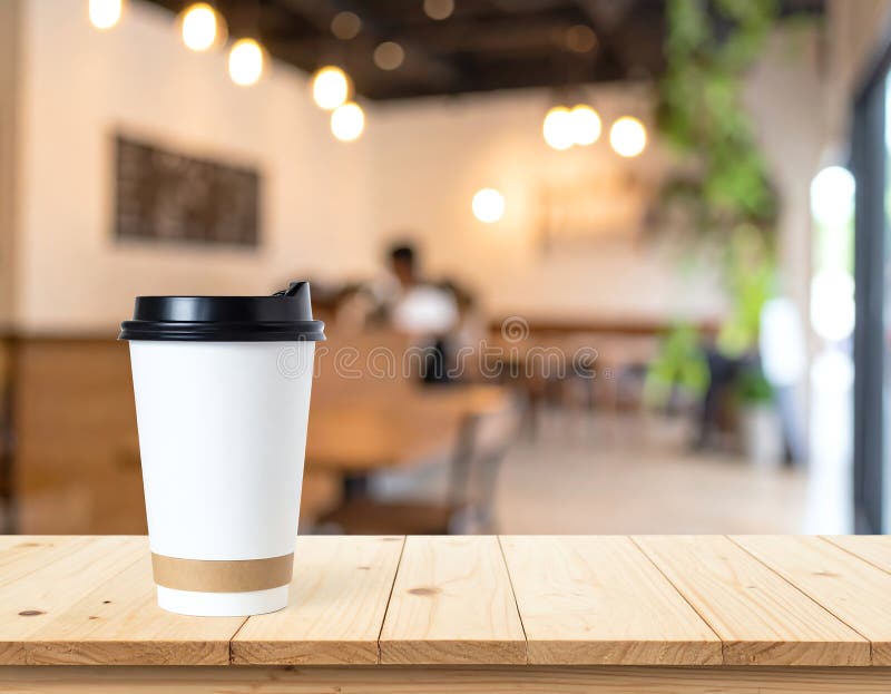 Blank Coffee Cup Mockup in Cafe Setting Stock Photo - Image of ...