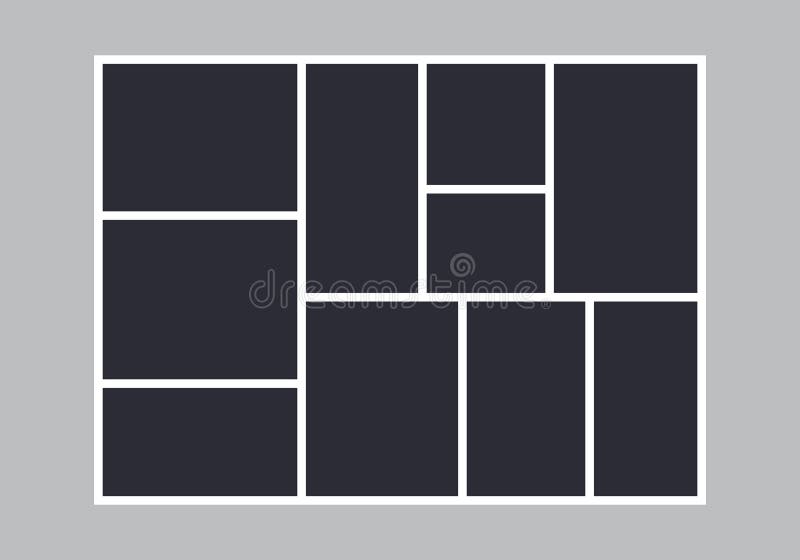 Blank Collage Frame Template for Photos Stock Vector - Illustration of ...