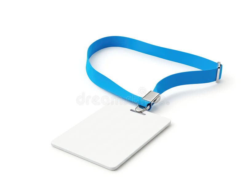 Blank Collar ID Card with Blue Neckband, Isolated on White Background ...