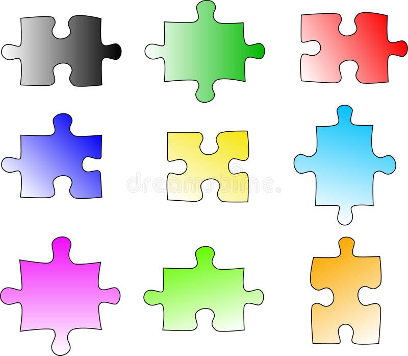 Blank color puzzle pieces stock vector. Illustration of business - 7407056