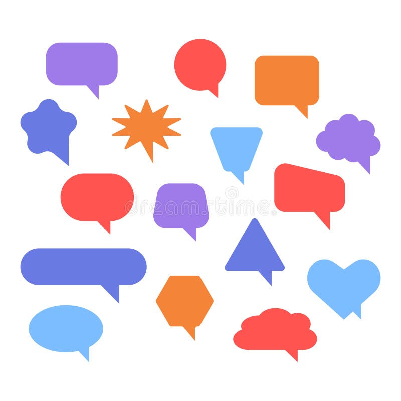Blank Color Speech Bubbles and Empty Dialogue Balloon for Comment Icon ...