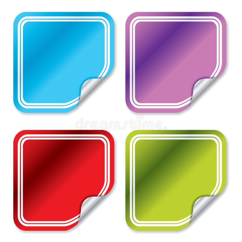 Set of 9 Square Sticker Icons Stock Vector - Illustration of decal ...