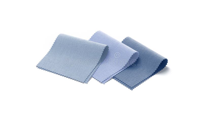 Blank Colored Folded Fabric Samples Mockup, Side View Stock ...