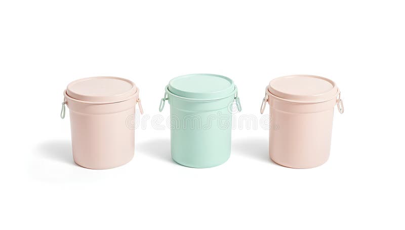 Blank Colored Ice Cream Buckets Mockup Set, Side View, 3d Rendering ...