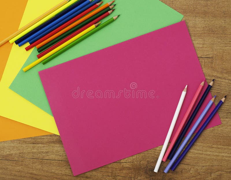 Blank Colored Paper on Desk Stock Photo - Image of imagination, colored ...