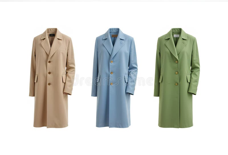 Blank Colored Wool Coat Mockup, Side View. Stock Photo - Image of beige ...