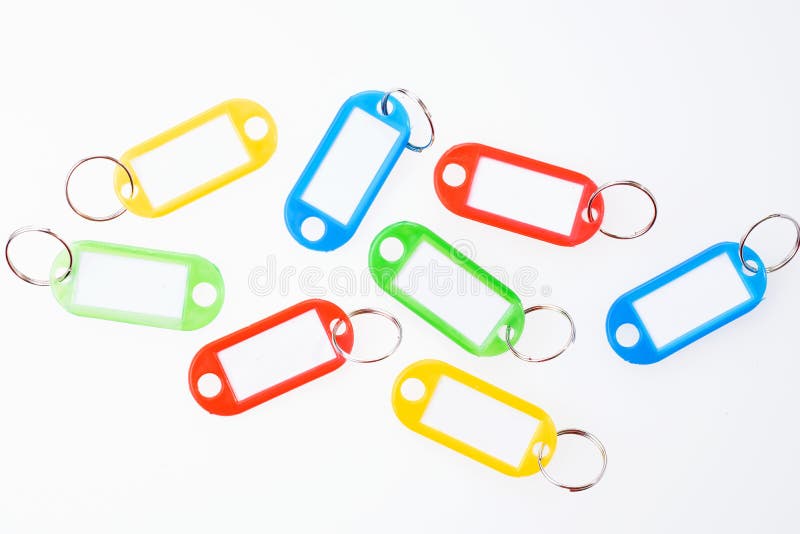Blank Colorful Keychains with Ring for Key. Isolated on White Stock ...