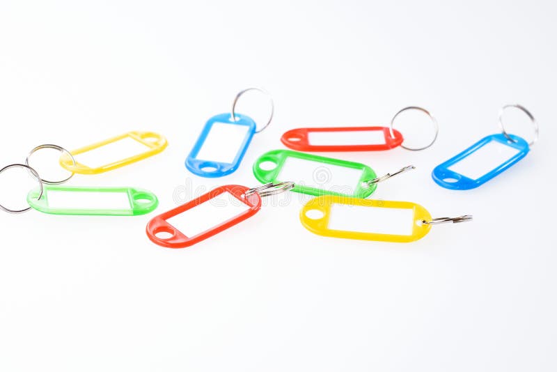 Blank Colorful Keychains with Ring for Key. Isolated on White Stock ...