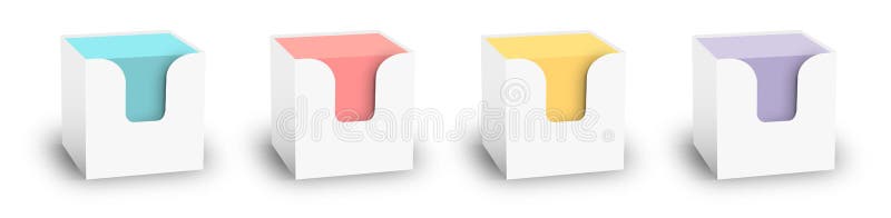 Blank Colorful Sticker Note Block Plastic Holder Mockup Set, Clipping ...