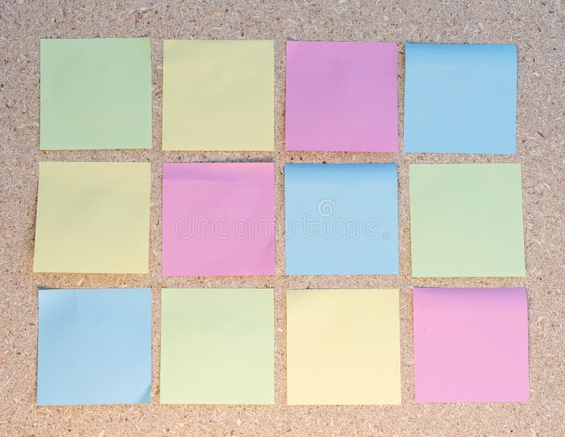 Blank Colorful Sticky Notes on a Notice Board Stock Image - Image of ...