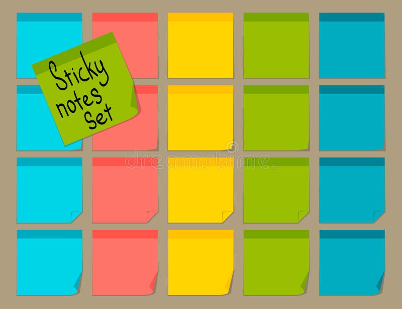 Blank Colorful Sticky Notes Set. Stock Vector - Illustration of ...