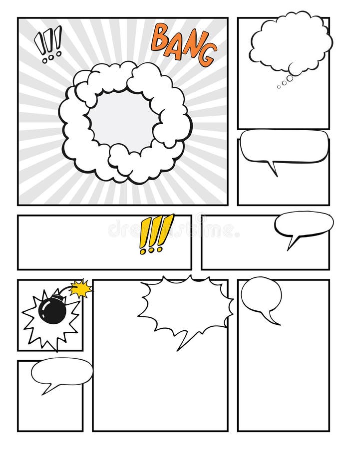 Blank Comic Book, Mock Up with Empty Speech Bubbles Stock Vector ...