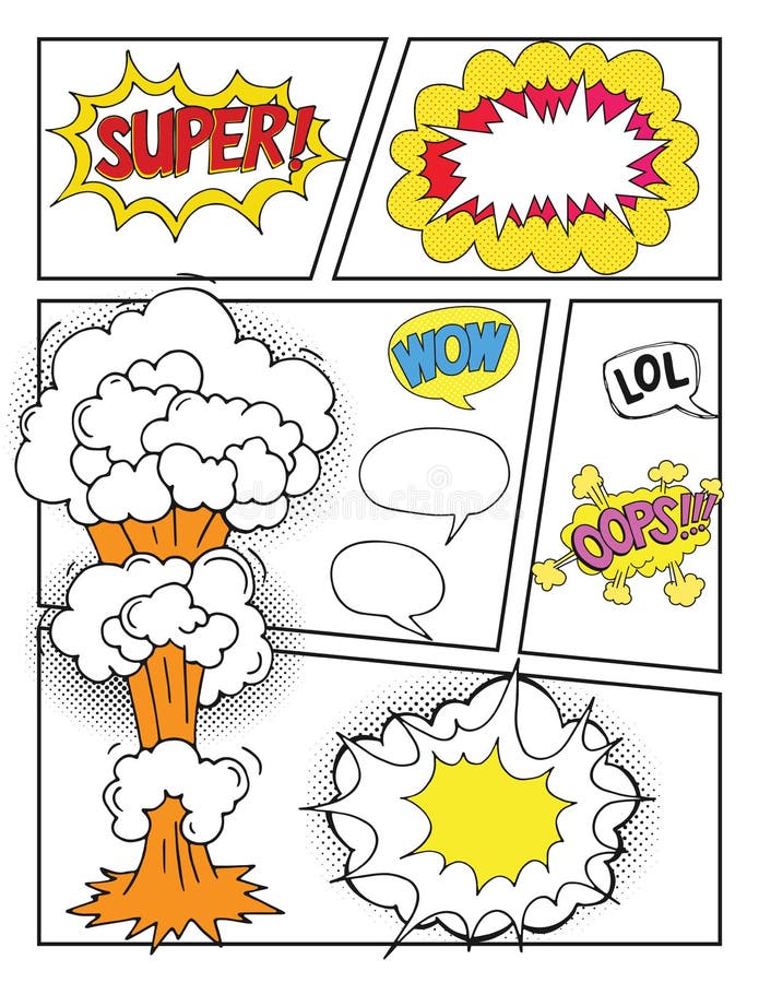 Blank Comic Book, Mock Up with Empty Speech Bubbles Stock Vector ...