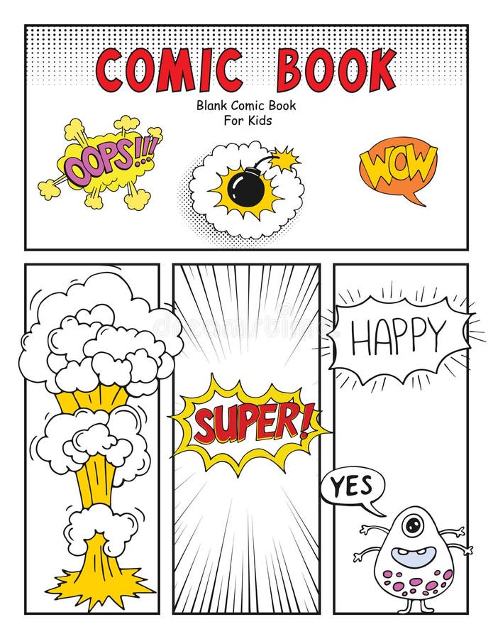 Blank Comic Book, Mock Up with Empty Speech Bubbles Stock Vector ...