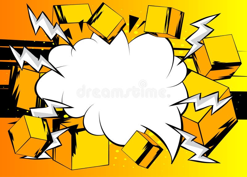 Blank Comic Book Speech Bubble Background with Cube Shapes. Stock ...