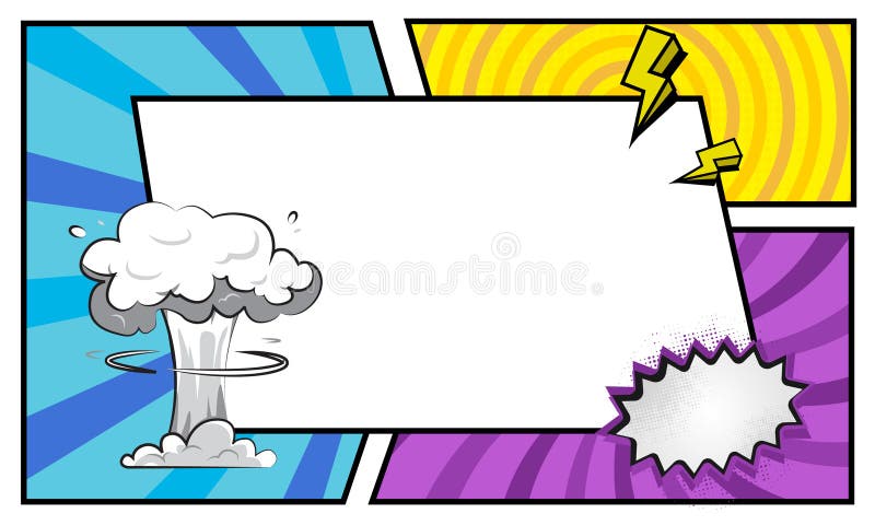 Blank Comic Cartoon Frame Colorful Background Template Graphic Stock ...
