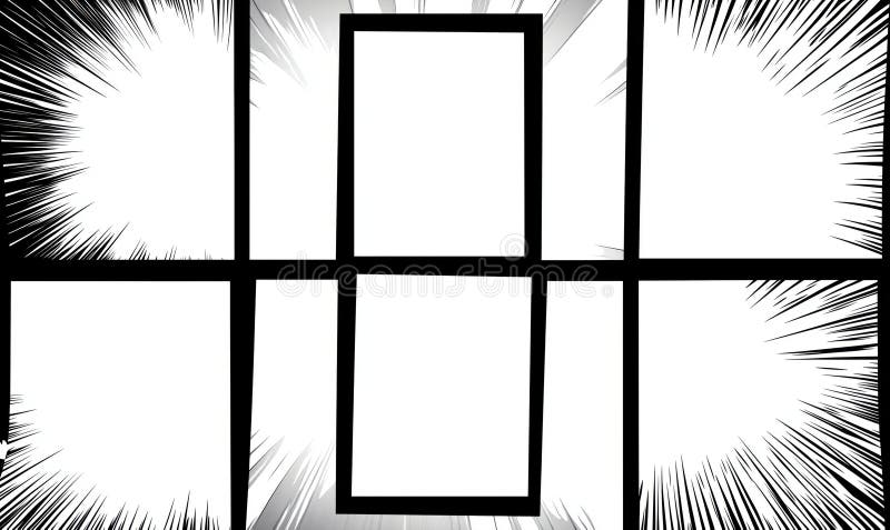 Blank Comic Panels, Empty Frames, Manga Style, Dynamic Layout, Ready for Storytelling Stock ...