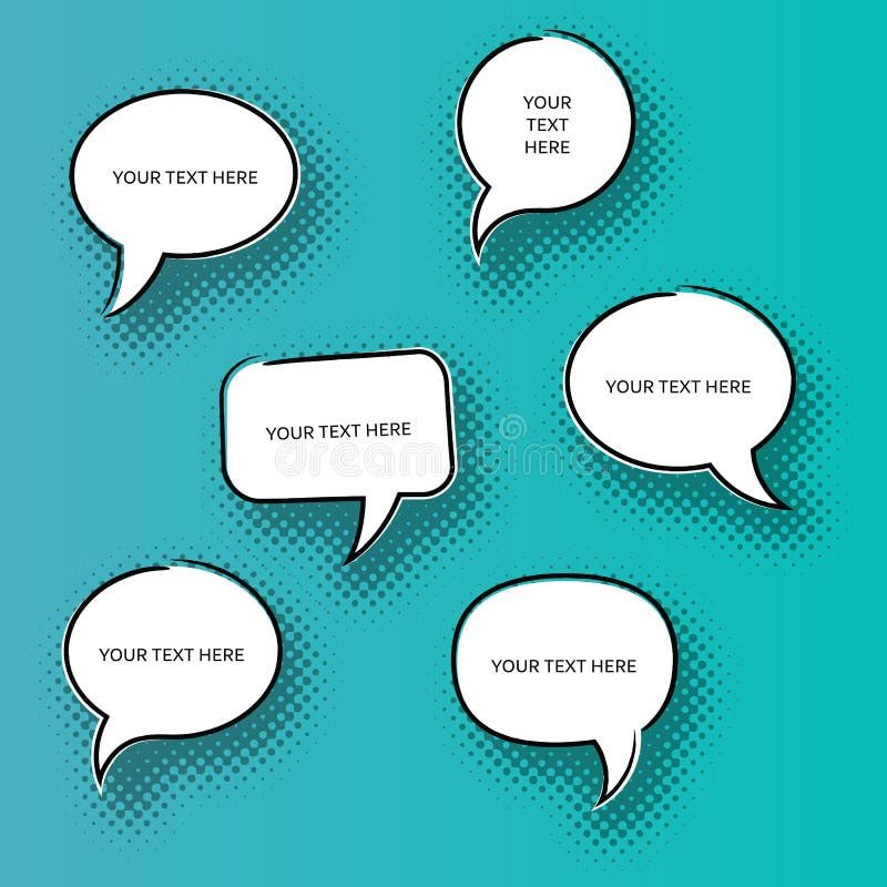 Blank Comic Speech Bubbles with Text Place Stock Vector - Illustration ...