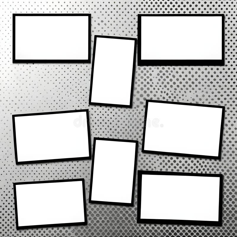 Blank Comic Style Frames on Halftone Dotted Background for Template ...