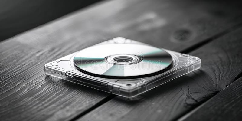Blank Compact Disc in Clear Case on Dark Wood Surface. Stock Photo ...