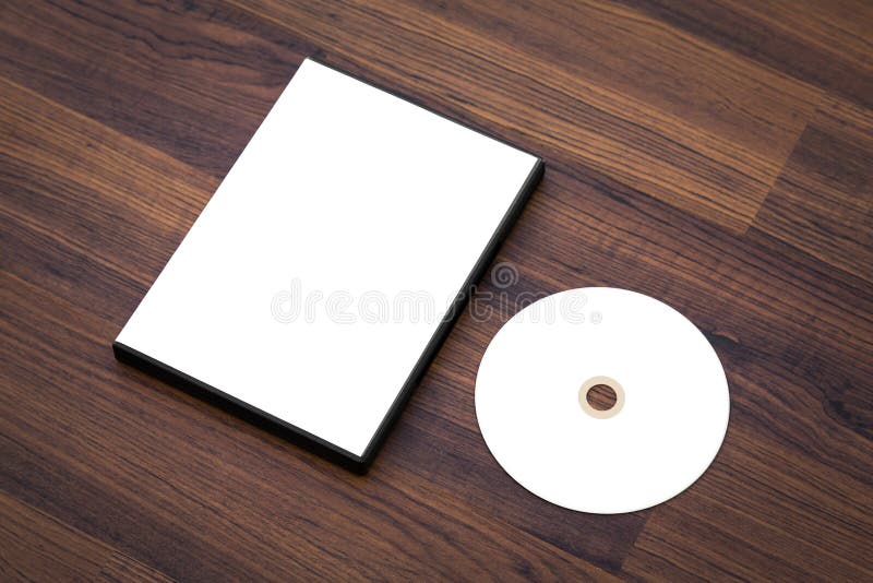 Blank Compact Disc with Cover on Wood Background Stock Photo - Image of ...