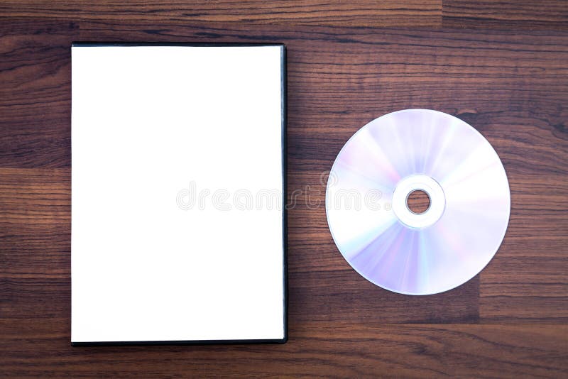 Blank Compact Disc with Cover on Wood Background Stock Image - Image of ...