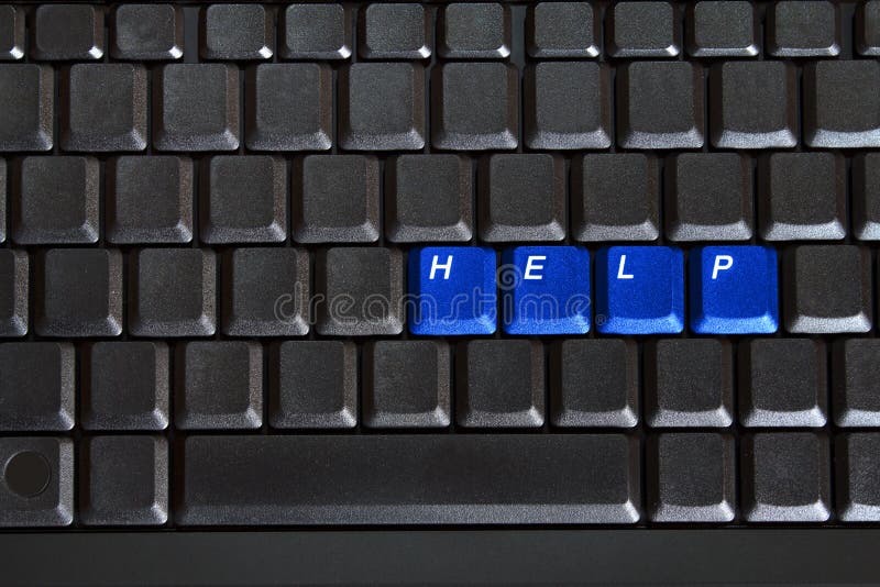 Blank Computer Keyboard with Blue Keys HELP Stock Image - Image of ...