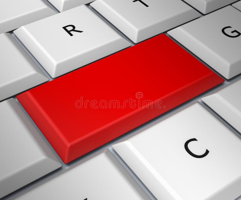 Blank Keyboard Key Shows Red Empty Copyspace Keypad Stock Illustration ...
