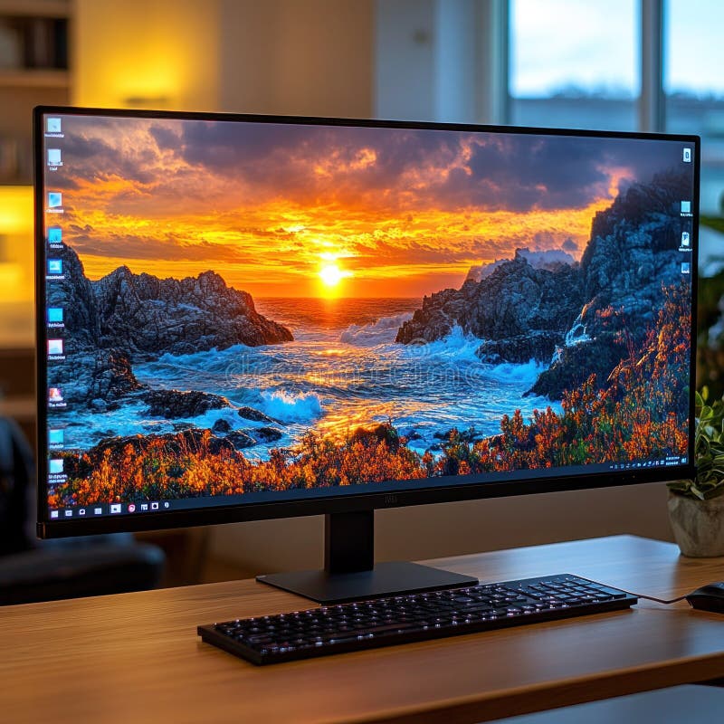 Blank Computer Monitor Screen Facing Forward with Empty Displays Stock ...