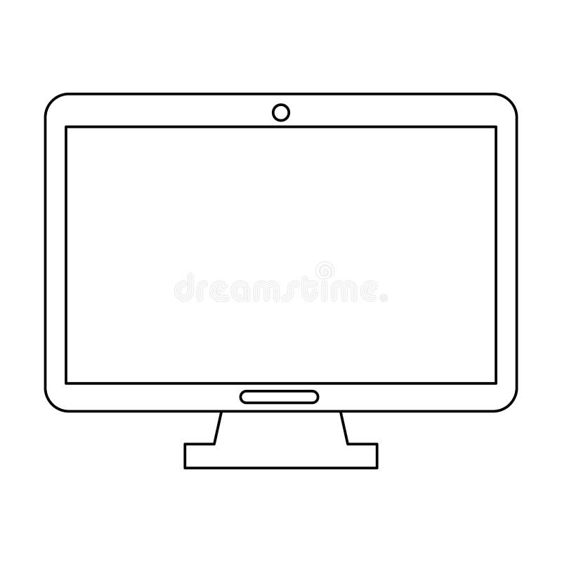 Blank Computer Screen in Black and White Stock Vector - Illustration of ...